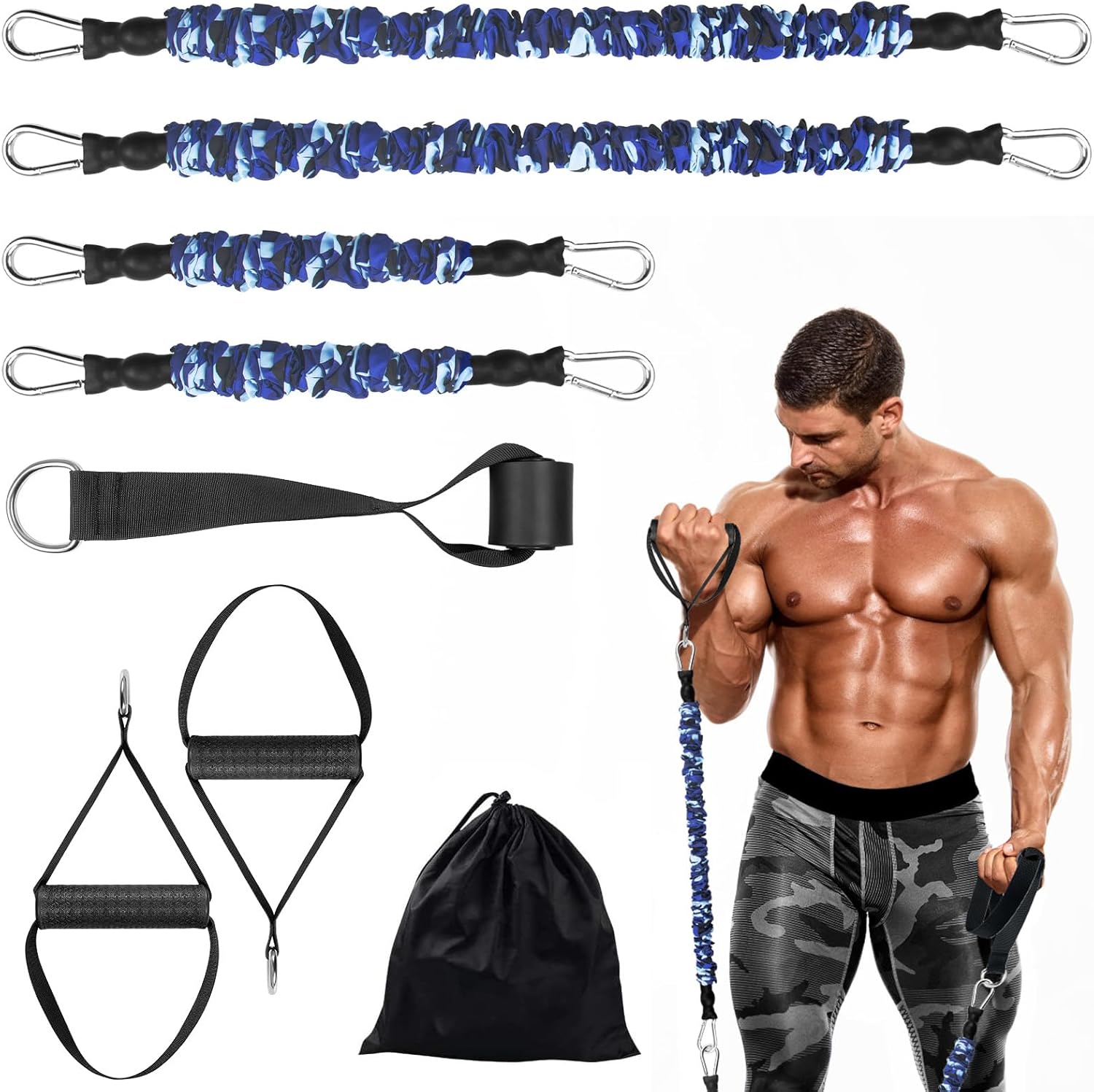 DASKING Natural Latex Resistance Bands Set, 4pcs Exercise Resistance ...