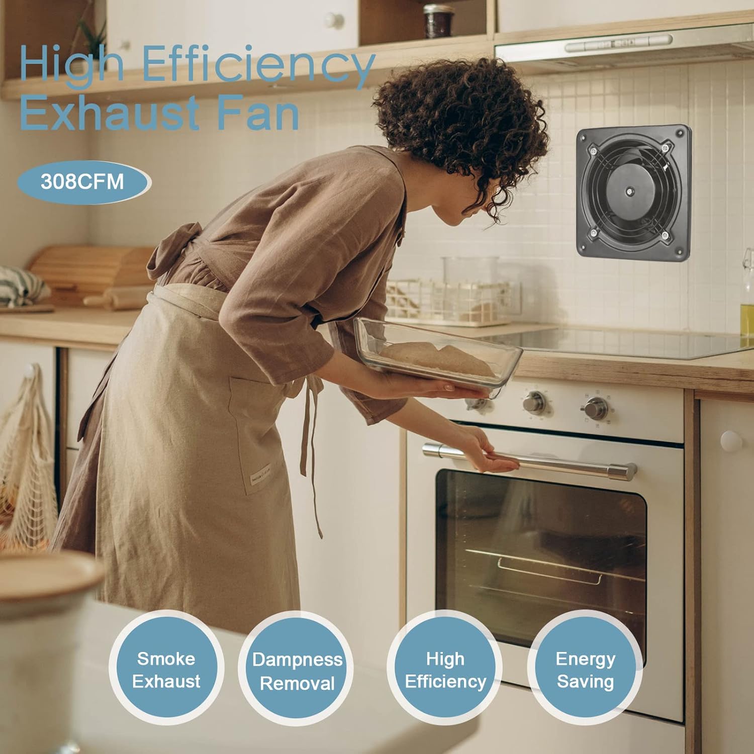 MYGHKO Exhaust Fan, 308CFM High Airflow Bathroom Kitchen Exhaust Fan ...