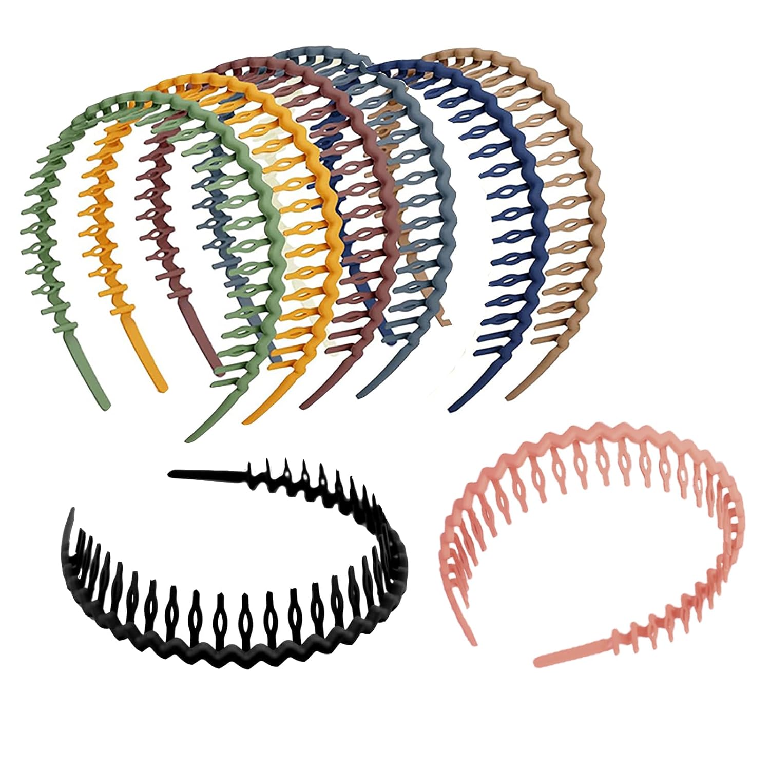 Amazon.com : YWSHF 8 PCS Non Slip Headbands Zigzag Plastic Headband ...