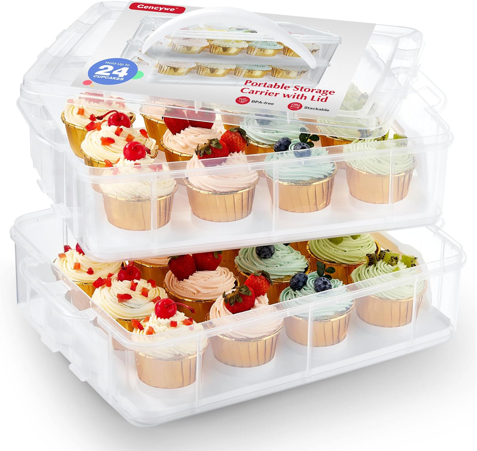 Amazon.com: Buddeez Cupcake And Cake Carrier - Stackable Cupcake Holder ...