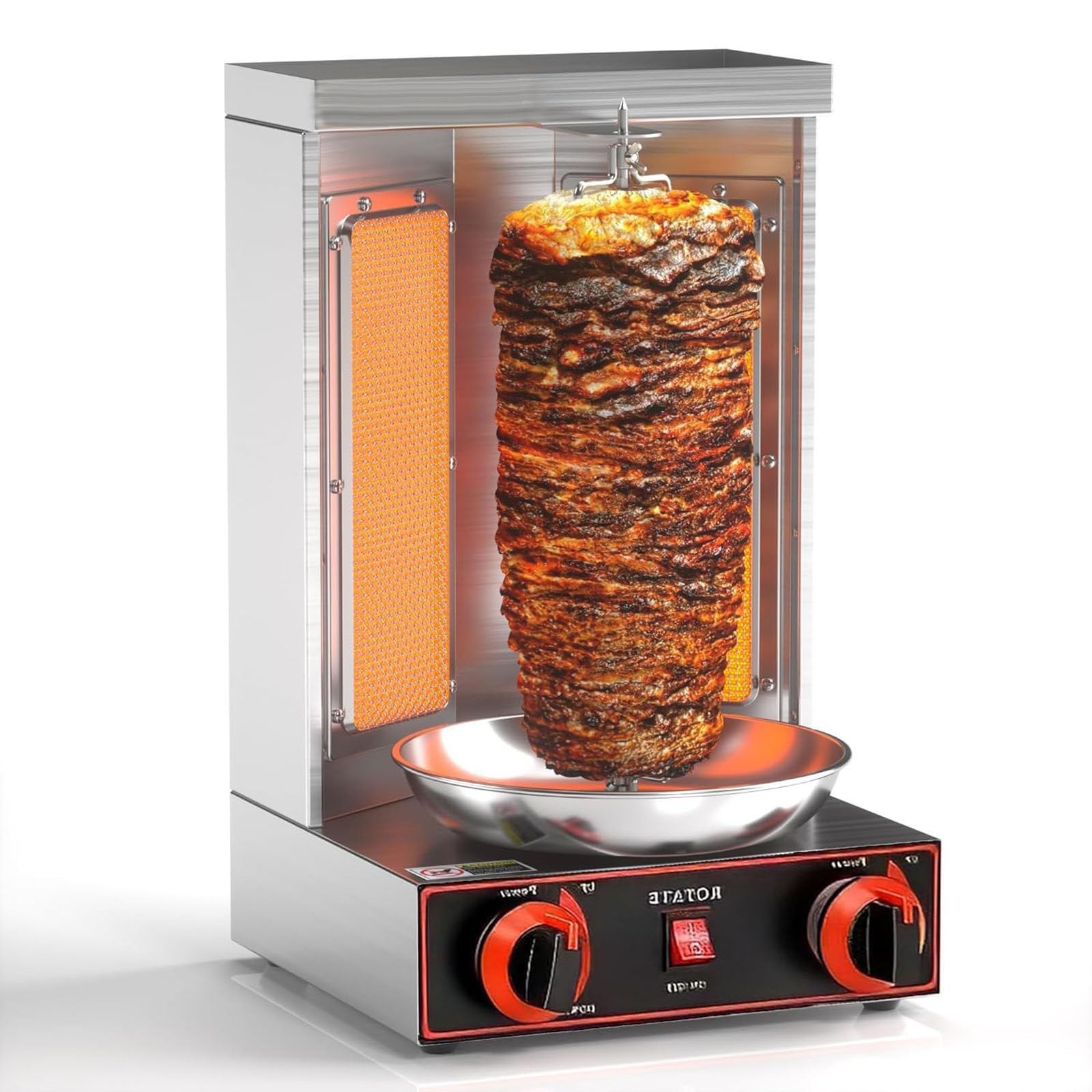 Gas Shawarma Machine Home Vertical Rotisserie Stainless Steel with 2 ...