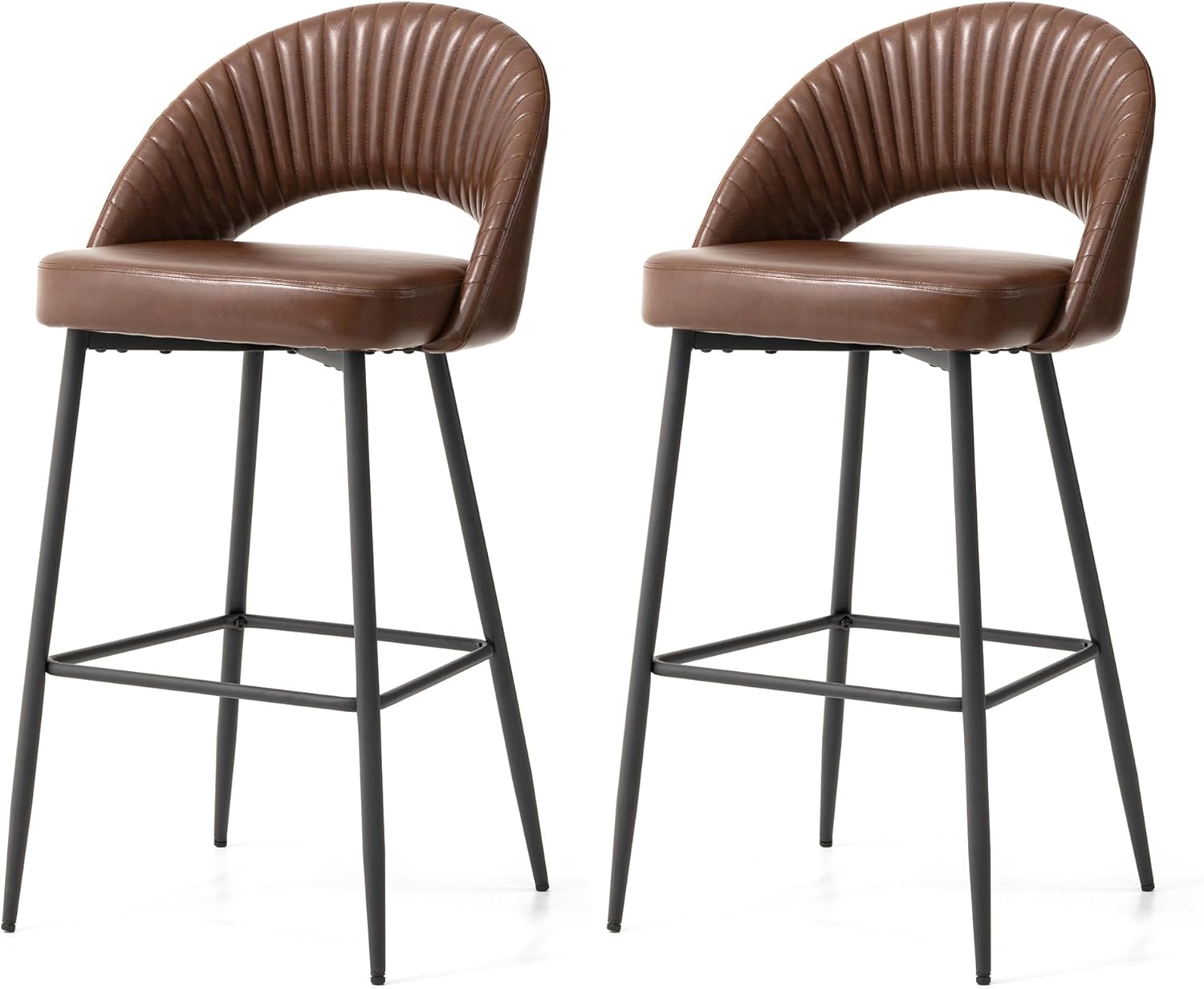 Amazon.com: glitzhome Modern High Barstools Set of 2, Tall PU Leather ...