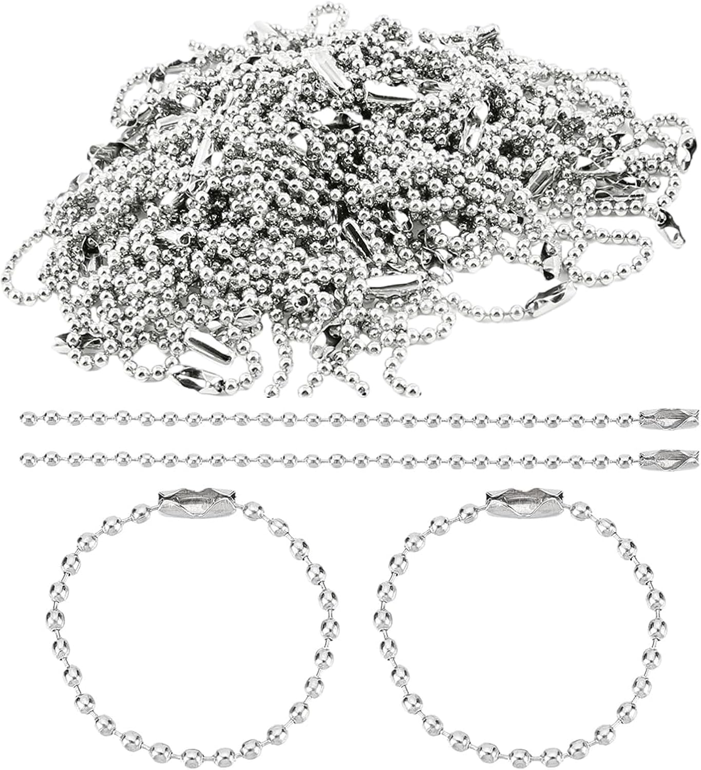 Amazon.com: PHasz 100 Pcs Ball Bead Chains, Diameter 2.4Mm Metal Bead ...