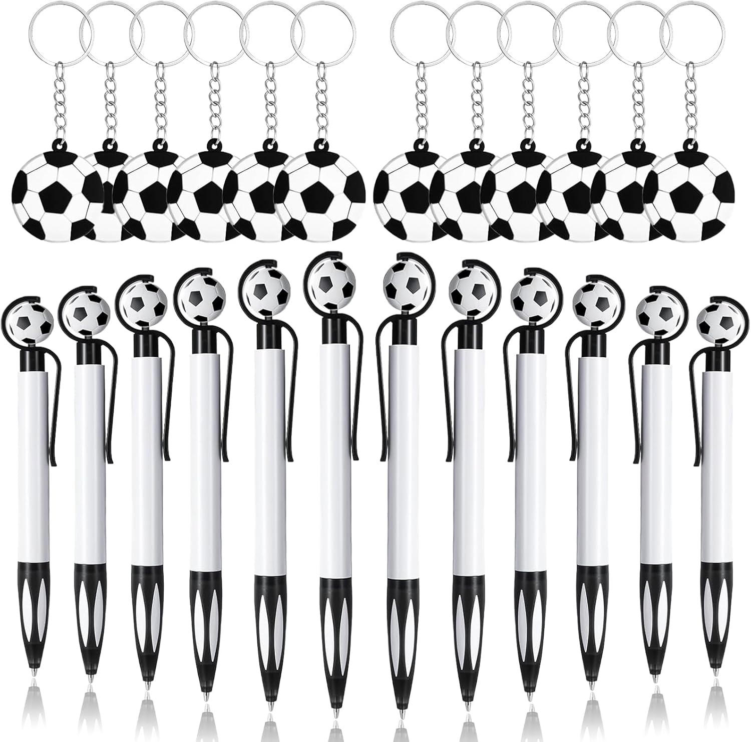 BPTZYLN 12 Pcs Soccer Ballpoint Pens with 12 Pcs Soccer Keychains, 1 ...