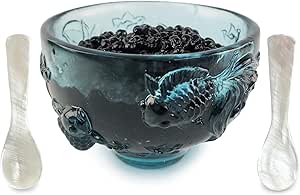 Amazon.com: FANQIEW Crystal Caviar Serving Set with 2 Mother of Pearl ...