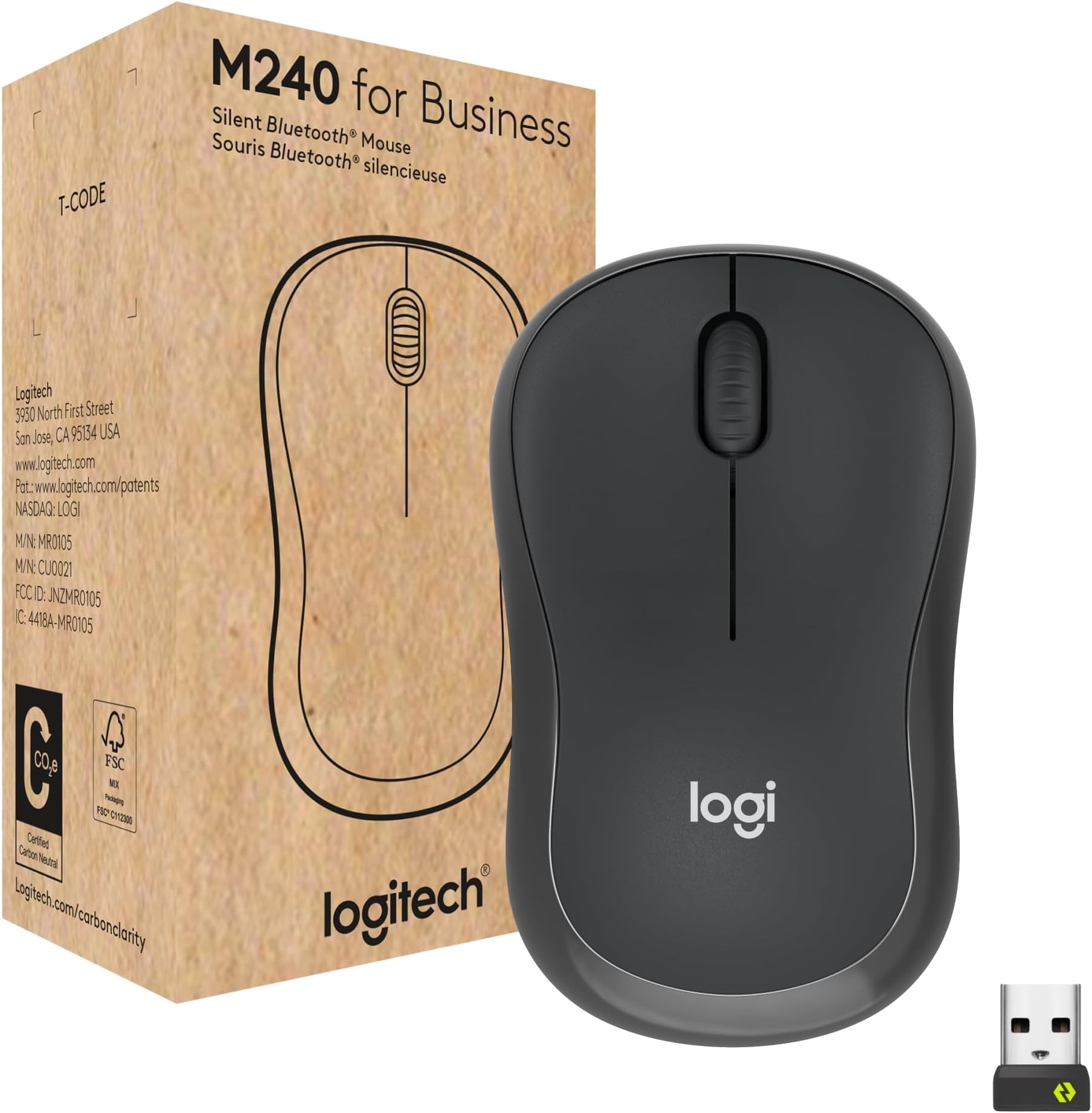 Logitech M240 for Business geräuscharme kabellose Maus, sicherer Logi ...
