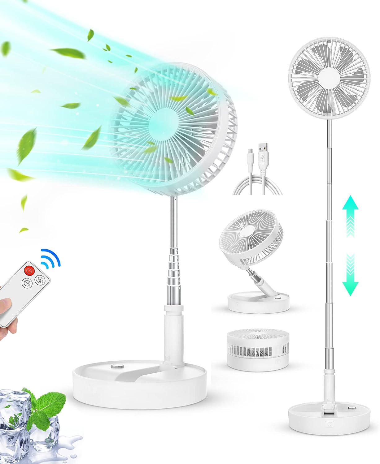 Amazon.com: Portable Foldable Fan for Travel - 7200mAh Rechargeable ...