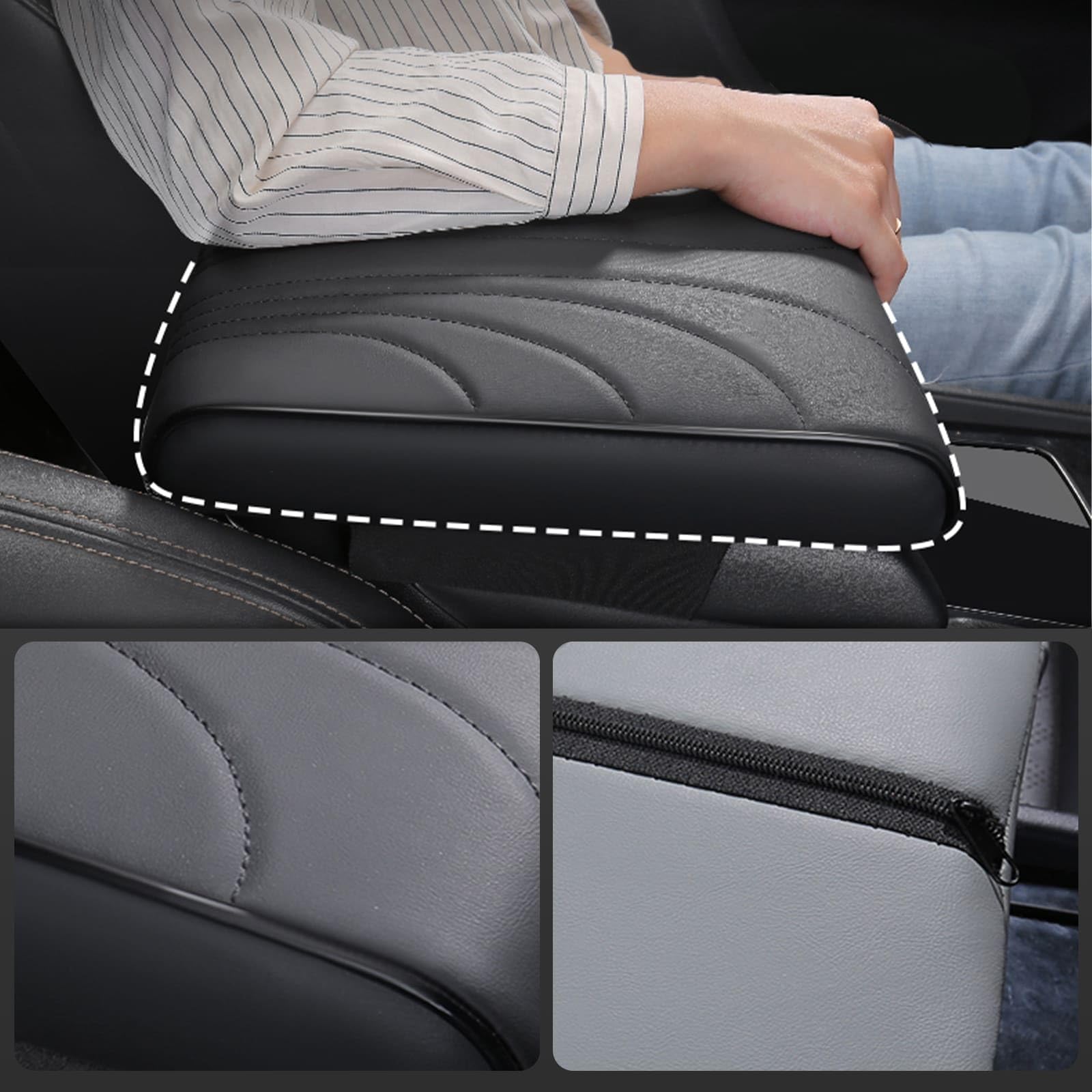 Snapklik.com : Car Center Console Cover, Breathable Leather Armrest ...