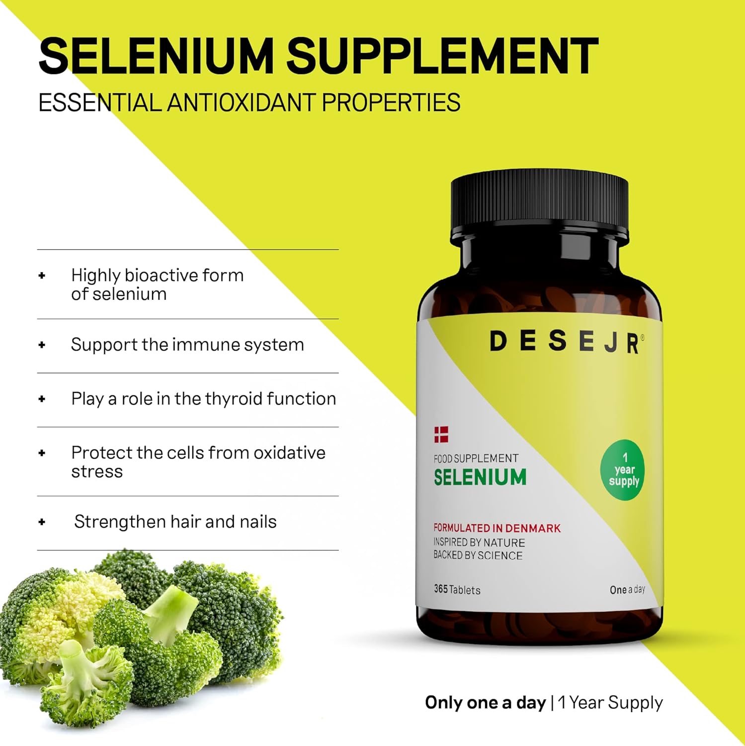 DESEJR Selenium 365 Tablets (1 Year) – 200mcg Bioactive ...
