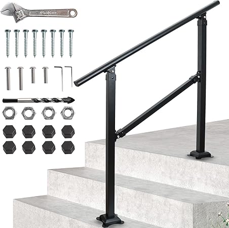 Handrails for Outdoor and Indoor Steps, 2 Step Stair Handrail, 40" x 33 ...