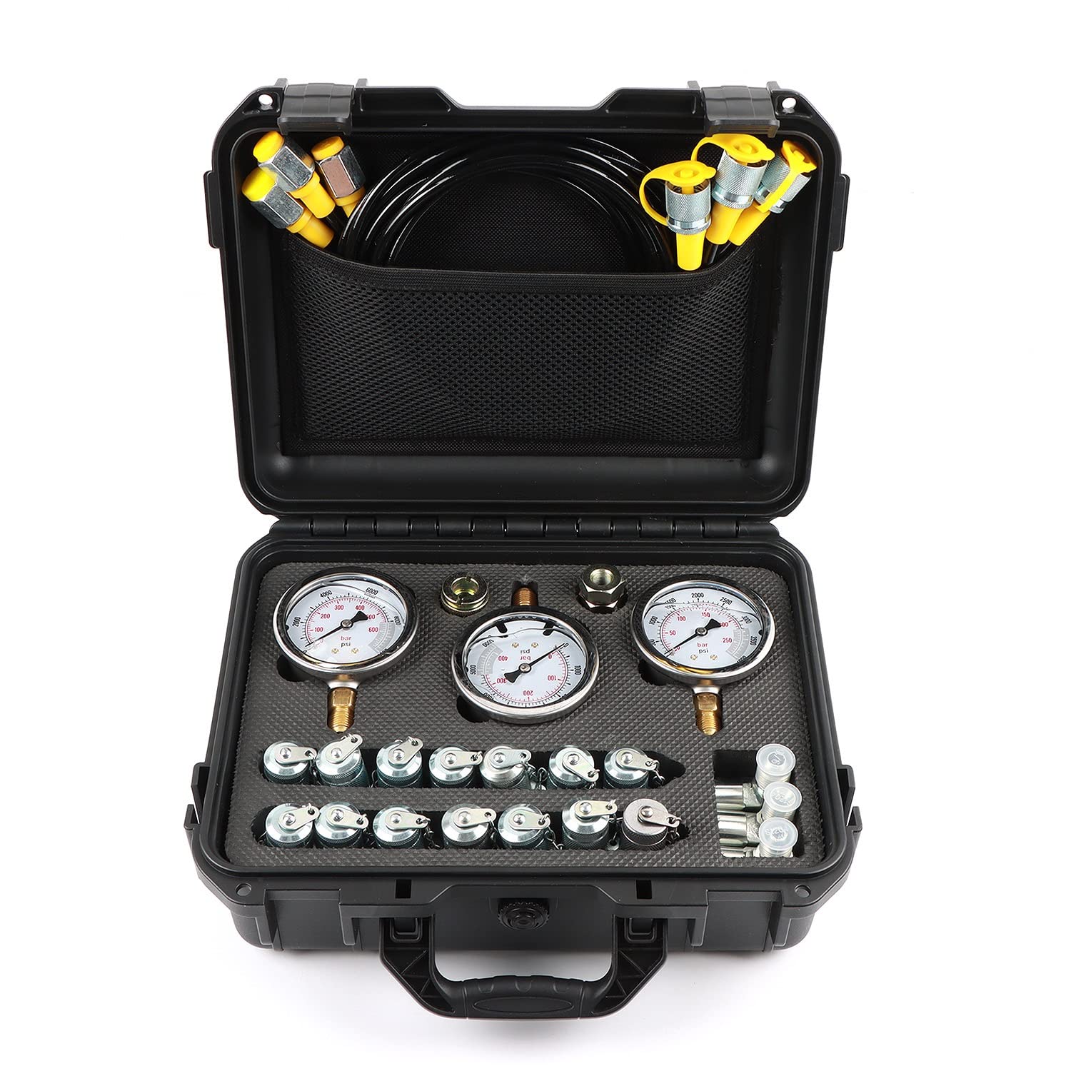 IMELBUFF Hydraulic Pressure Test Kit 250/400/600bar, 3 Gauges 16 ...