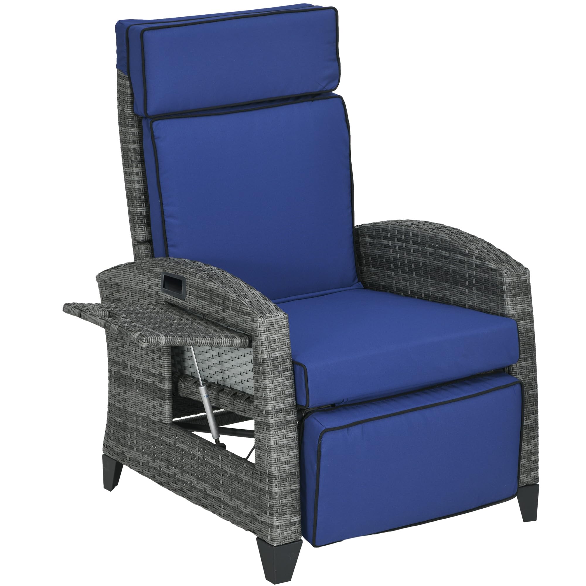 Amazon.com : Outsunny Outdoor Recliner Chair with Cushions, PE Wicker ...