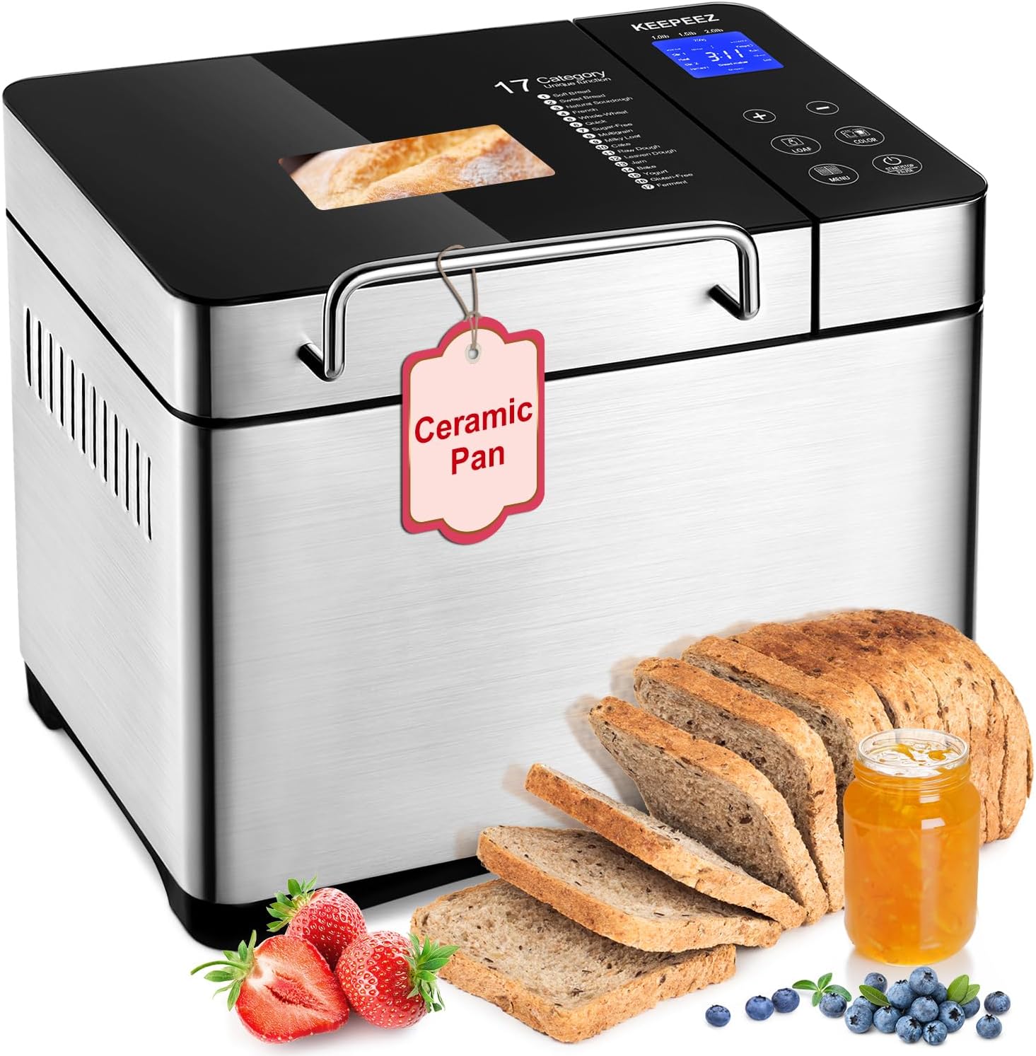 Amazon.com: KEEPEEZ 17-in-1 Bread Maker 2LB, Stainless Steel Bread ...
