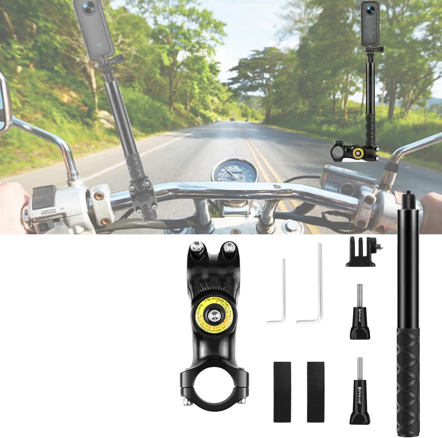 Amazon.com: Honlyn Motorcycle Bundle with Invisible Selfie Stick ...