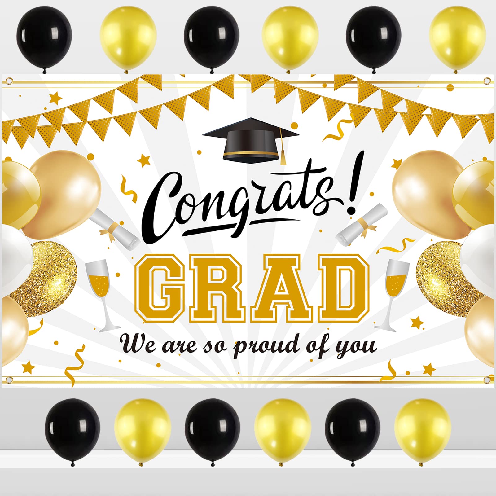 Buy Graduation Banner Decorations, Large Congratulations Congrats Grad ...