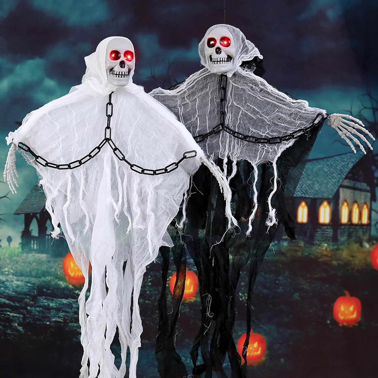 Winuoyang 2Pcs 90cm Skeleton In Chains Ghost Kit, Halloween Decorations ...