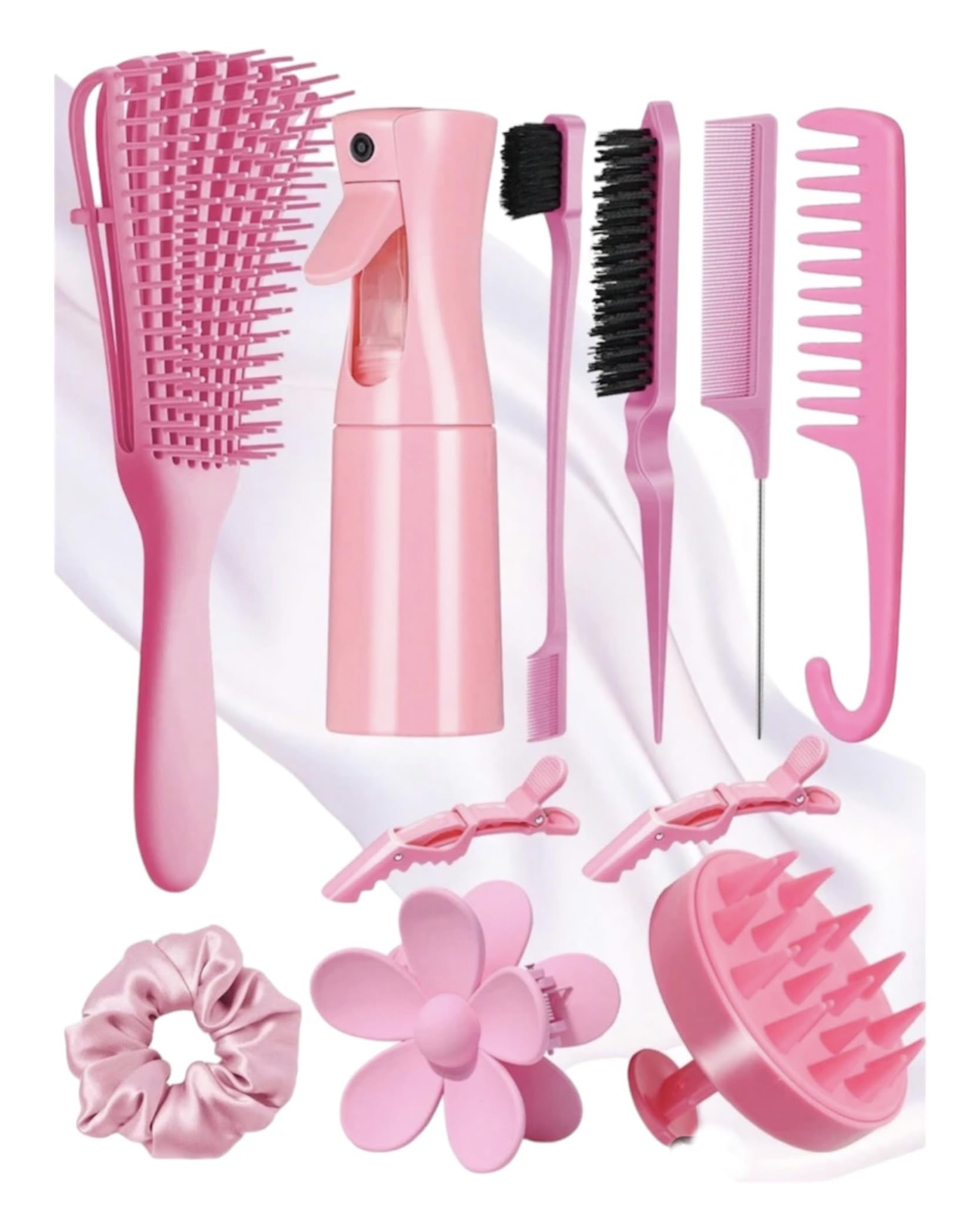 Kit para estilizar cabello rizado y ondulado, color rosa, con cepillo ...