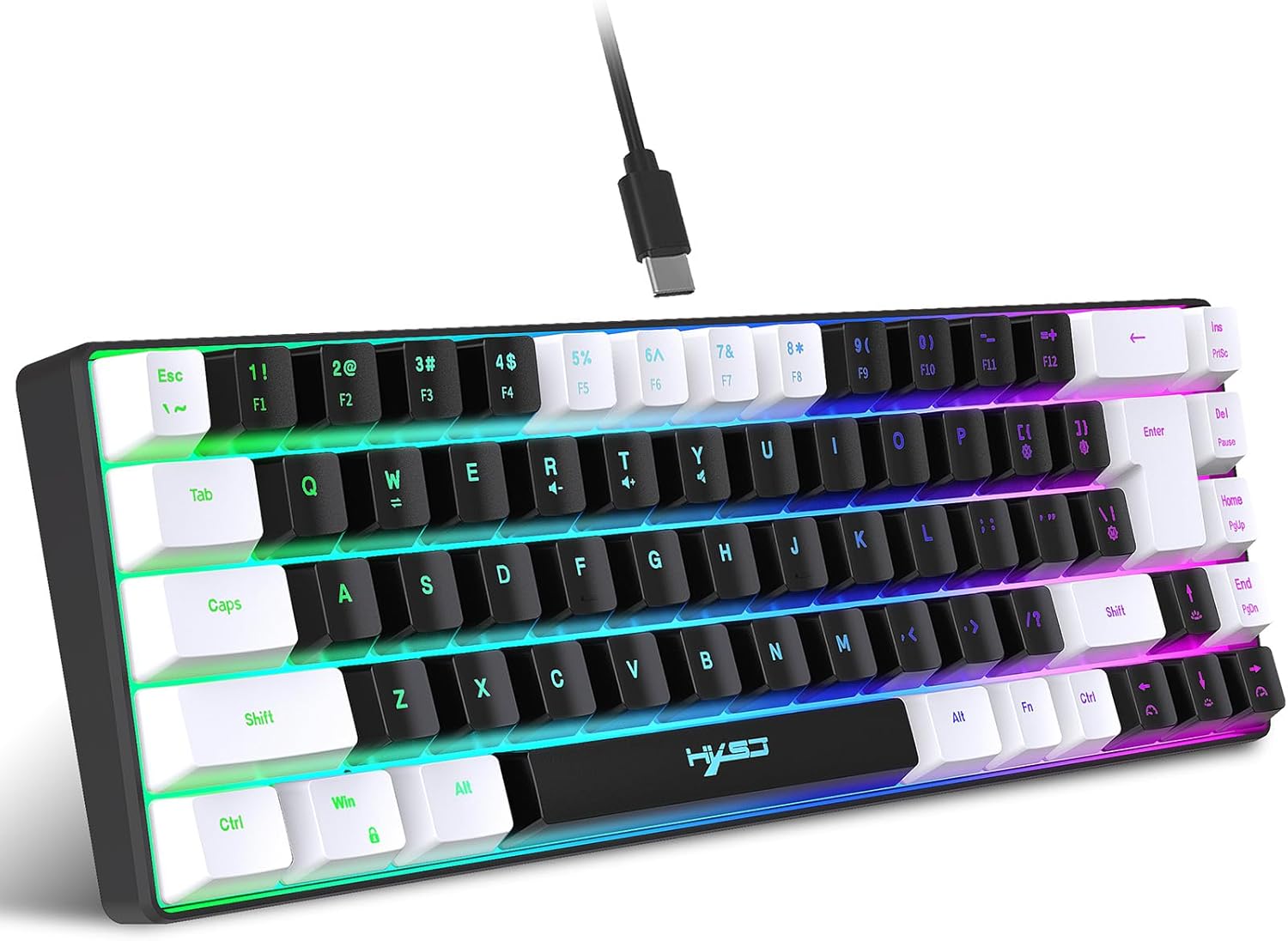 Amazon.co.jp: SIUKE Keyboard V200 Wired K68 RGB Streamer Mini Gaming ...