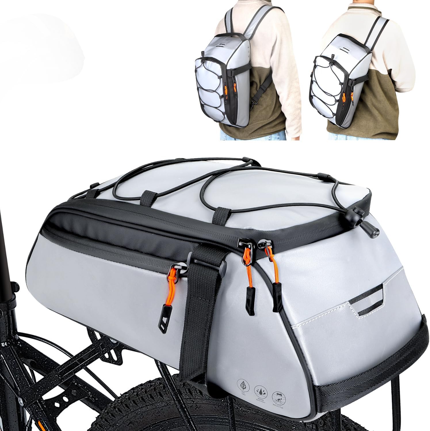 Amazon.com: WOTOW Bike Rear Rack Bag - 10L Large Full Reflective ...
