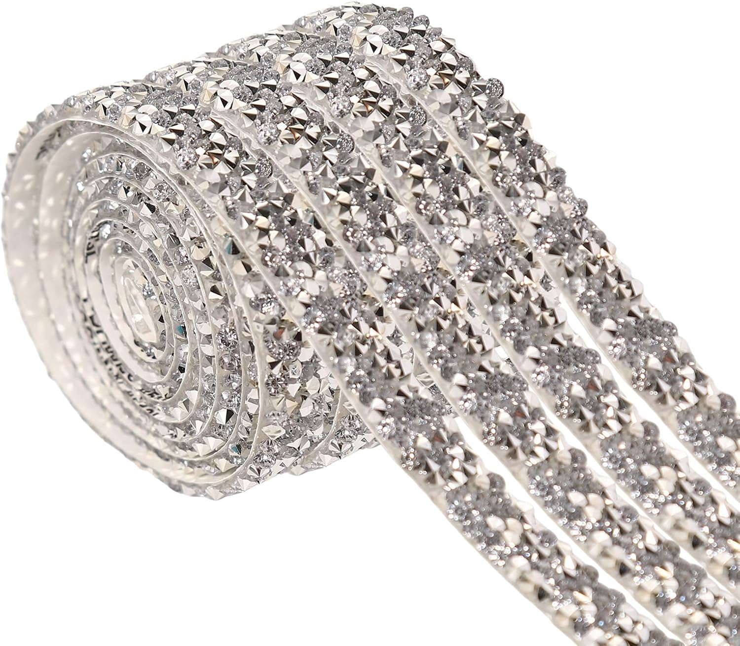 4 Rolls 10mm Silver Self-Adhesive Resin Rhinestone Ribbons for Crafting ...