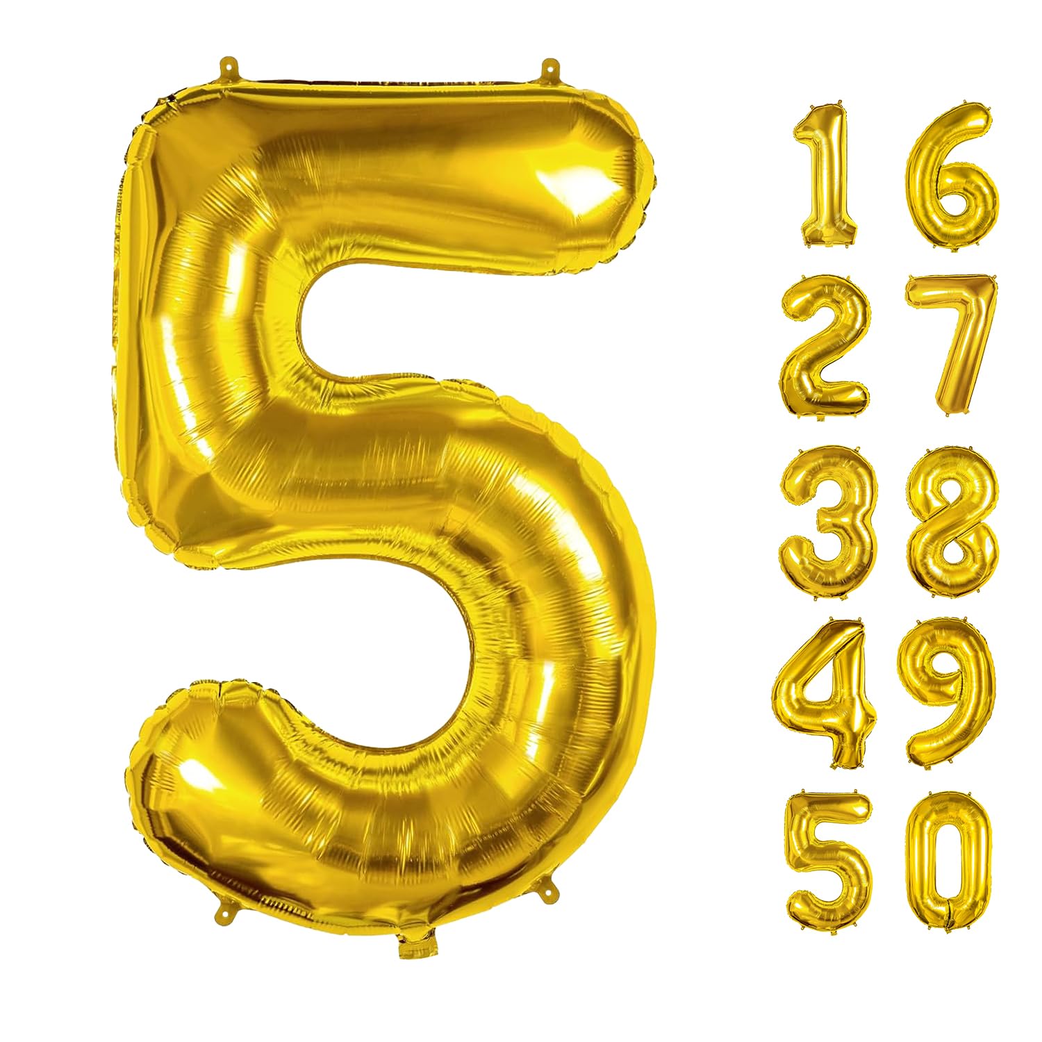 Amazon.com: 40 Inch Number Balloons 5 Gold Big Giant Jumbo Number Foil ...