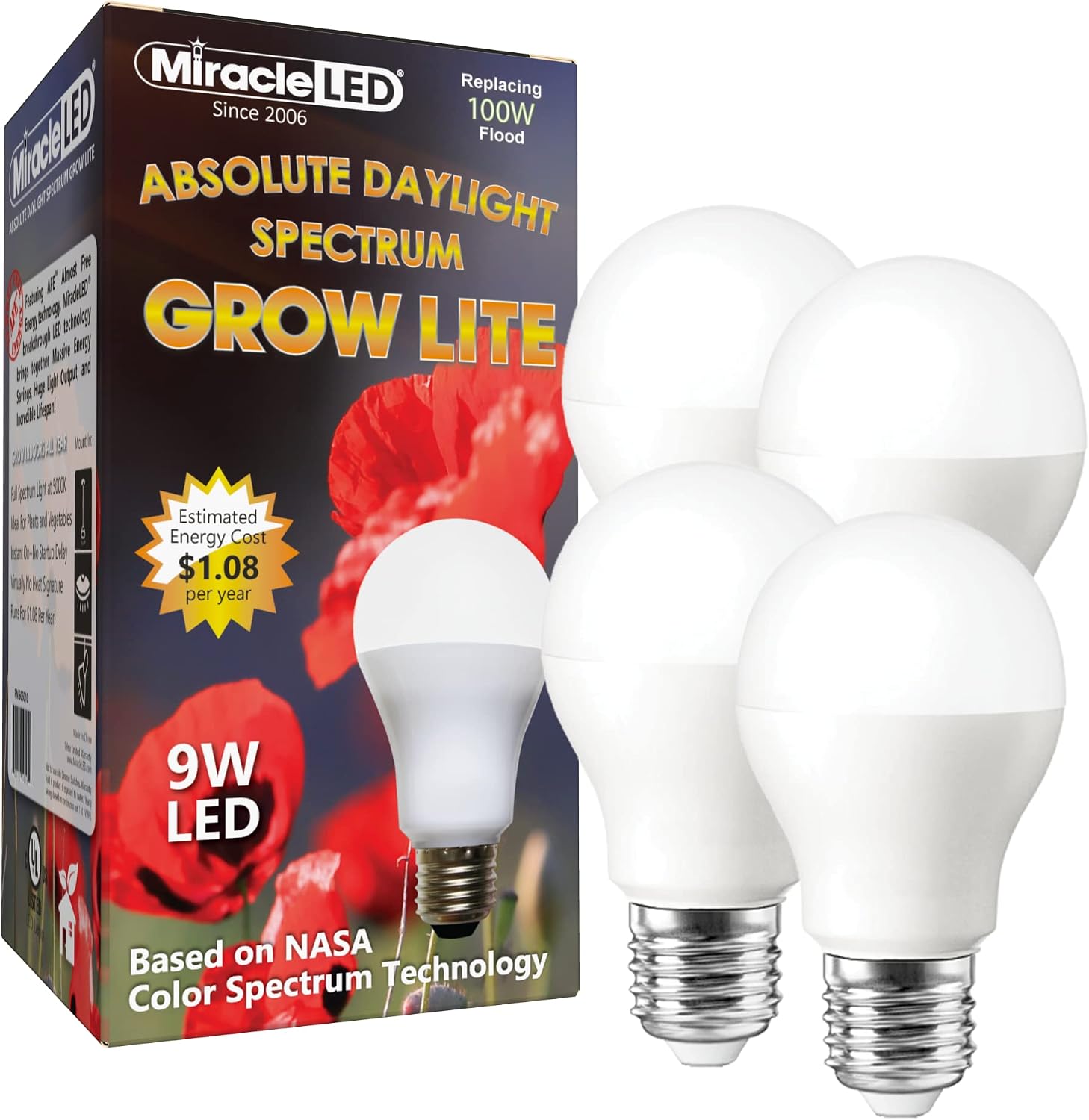Amazon.com : Miracle LED Absolute Daylight Spectrum Grow Light 4-Pack ...