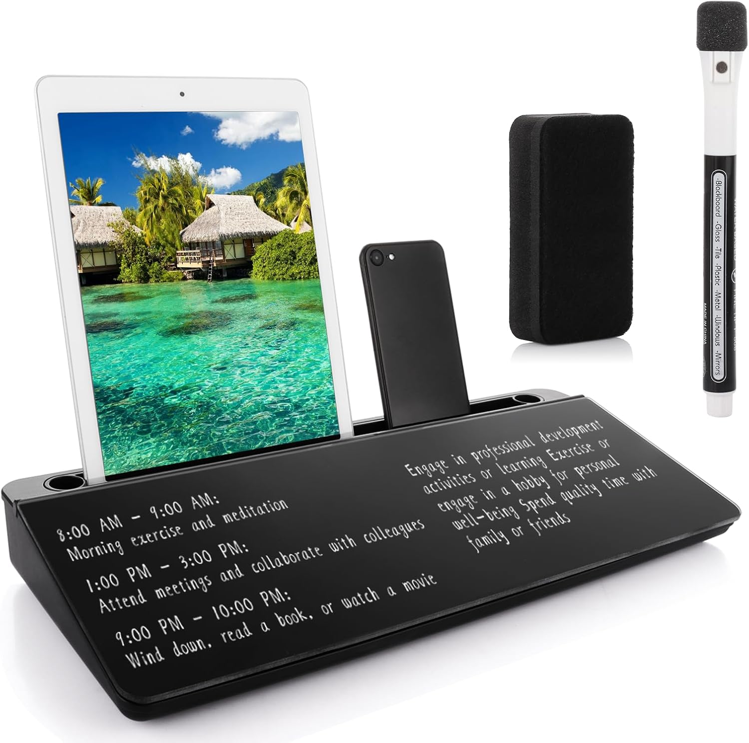 YOUNTHYE Desk Whiteboard, Glass Desktop Whiteboards with Storage, Desk ...
