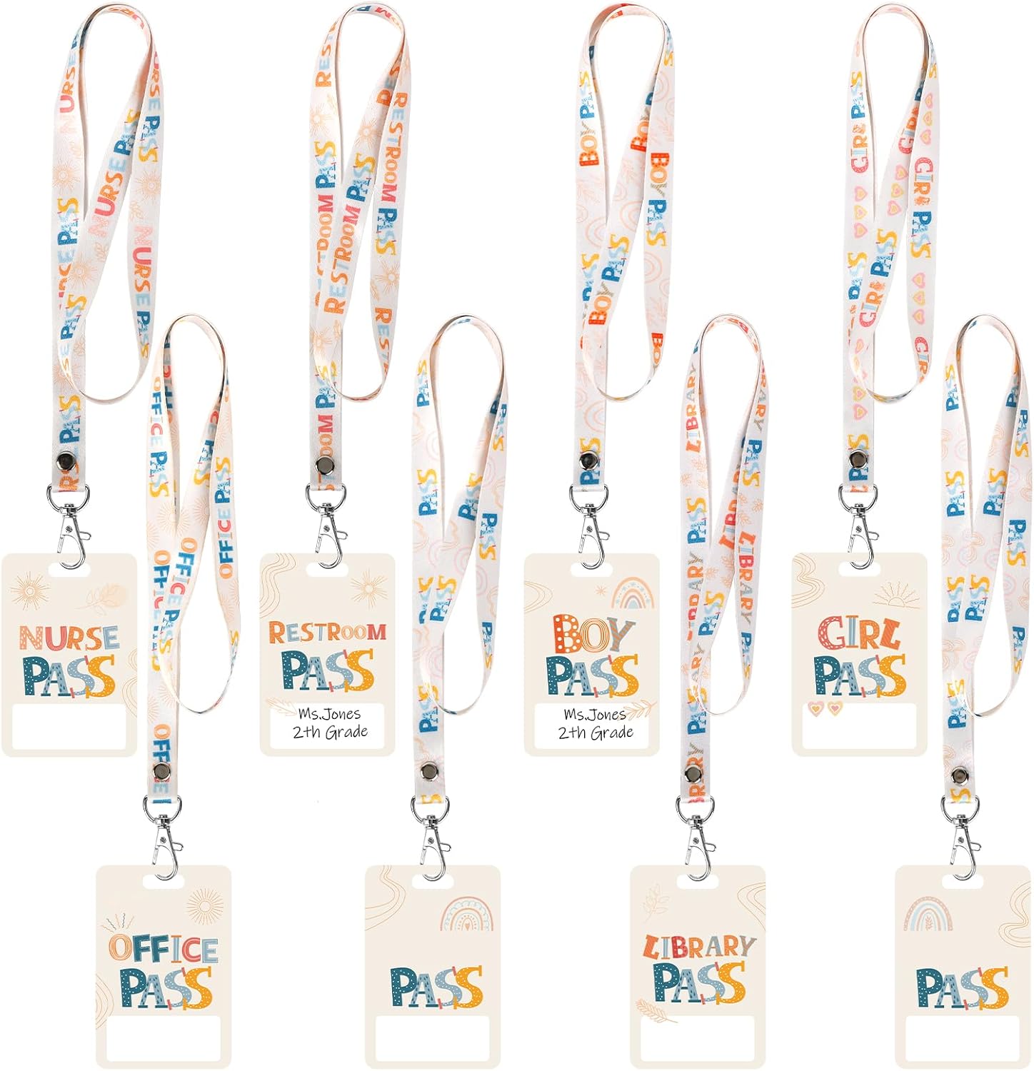 Amazon.com: 8 Sets Hall Passes for Classrooms, PVC Hall Lanyards Passes ...