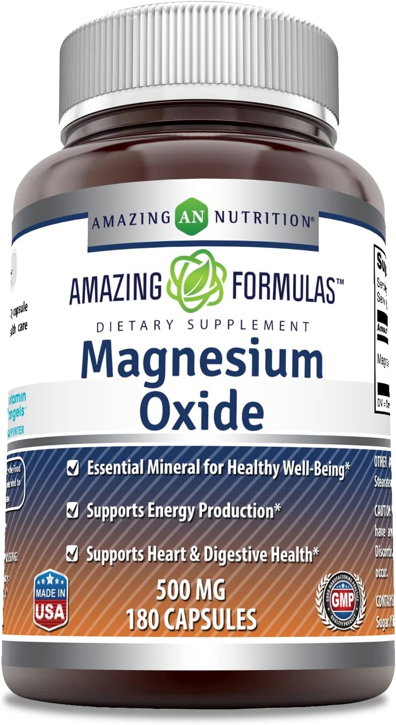 Amazon.com: Amazing Formulas Magnesium Oxide 500 mg Capsules Supplement ...