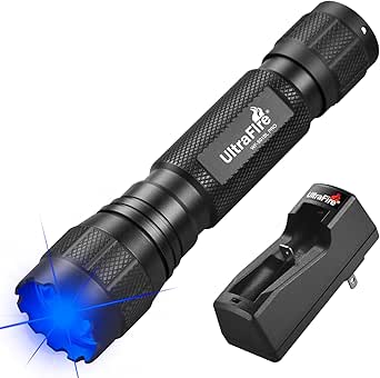 ULTRAFIRE Blue Light Flashlight, 450-460nm Single Mode Blue Led ...