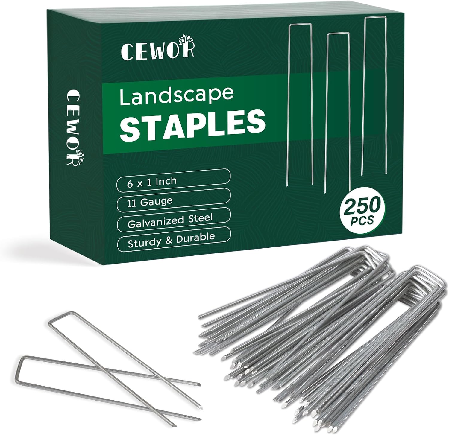 Amazon.com : CEWOR 250 Pack 6 Inch Galvanized Steel Landscape Stakes ...