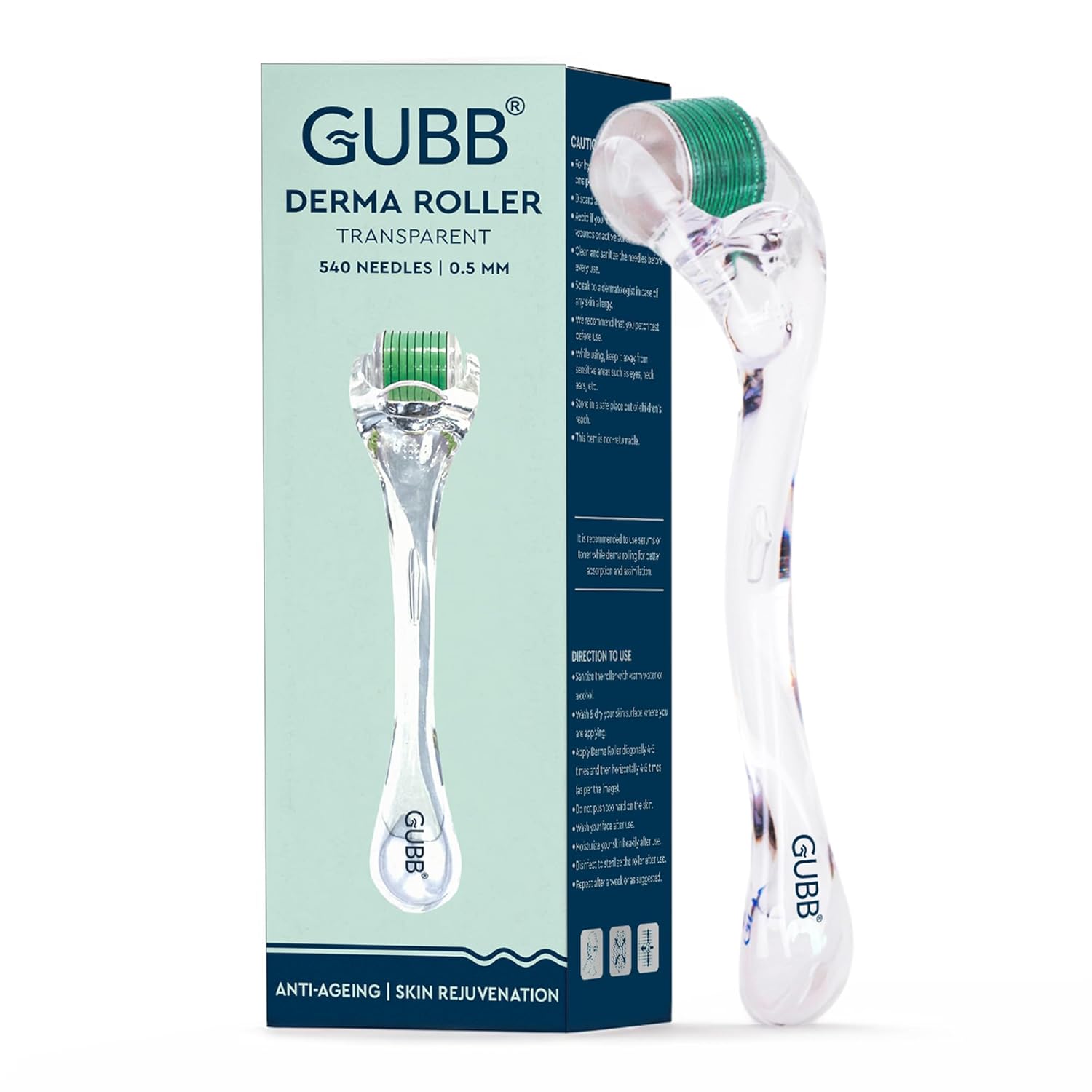 GUBB Derma Roller 0.5mm for Face - Microneedling Tool for Acne Scars ...