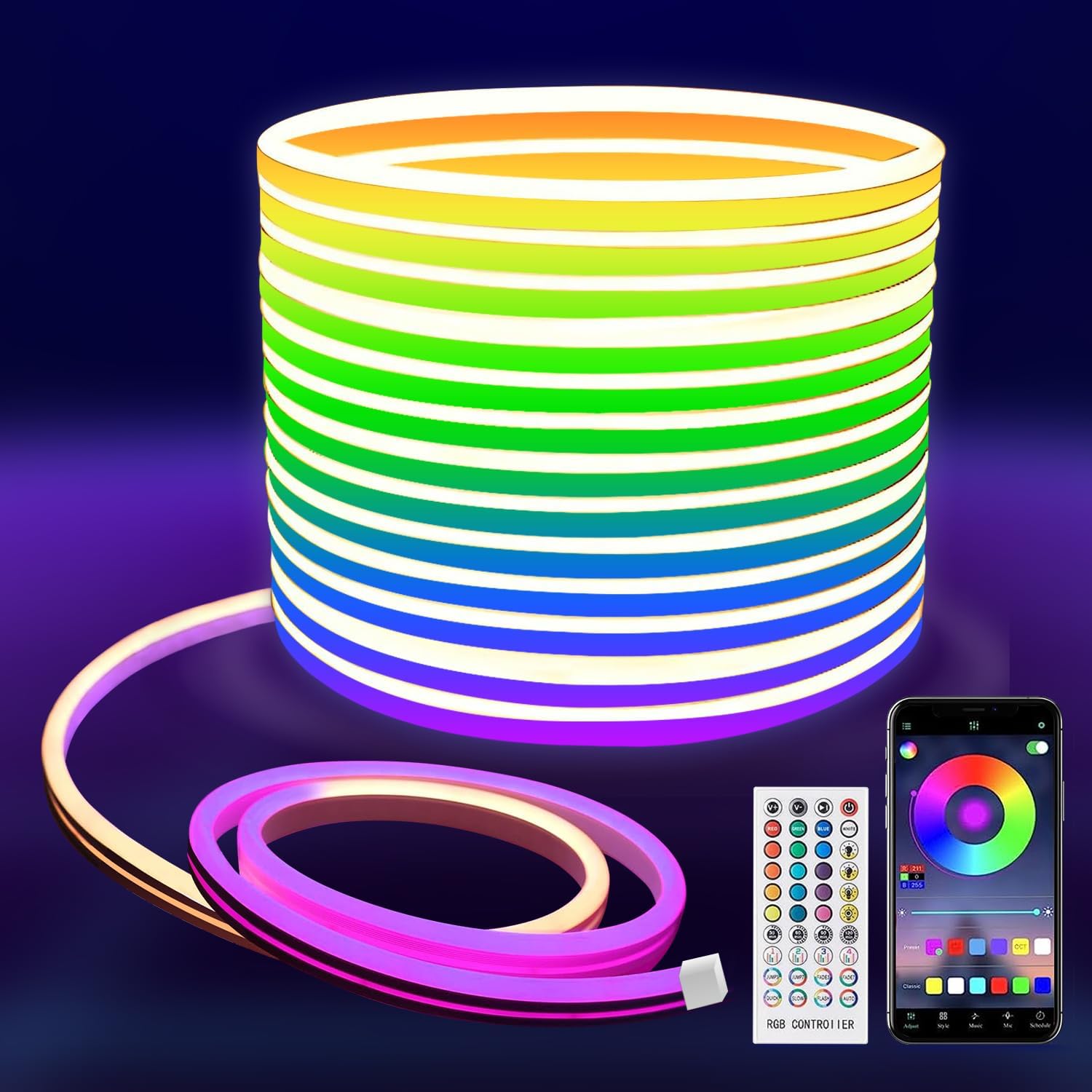 Amazon.com: MMEEVT Neon Rope Lights - 32.8Ft Flexible LED Rope Lights ...