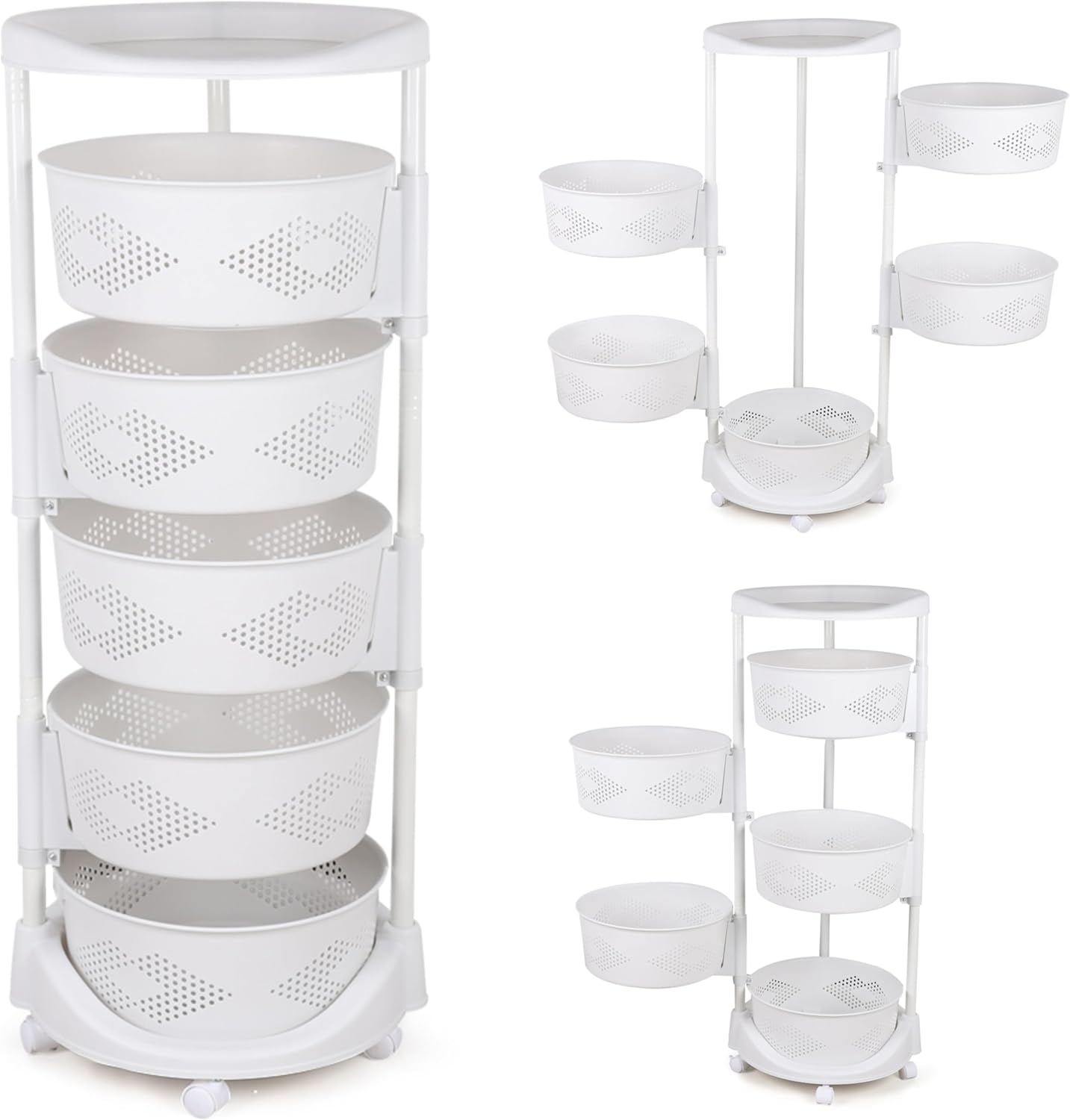 Amazon.com: 36In-Rolling Shelf Storage Rack Cart, 5-Tier Rotating ...