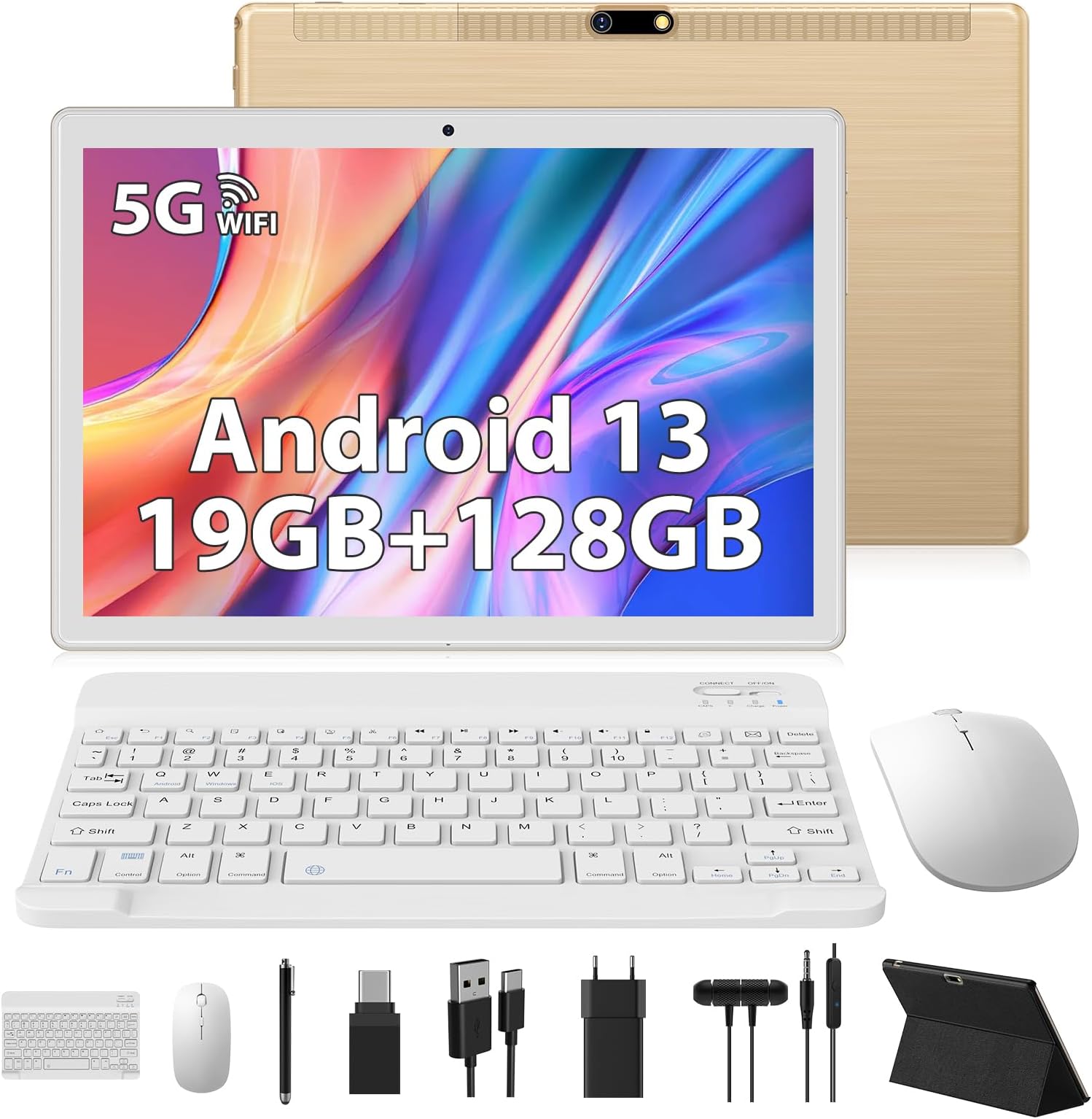 Tablette Tactile 10 Pouces avec Android 13, 12 Go RAM + 128 Go ROM (TF ...