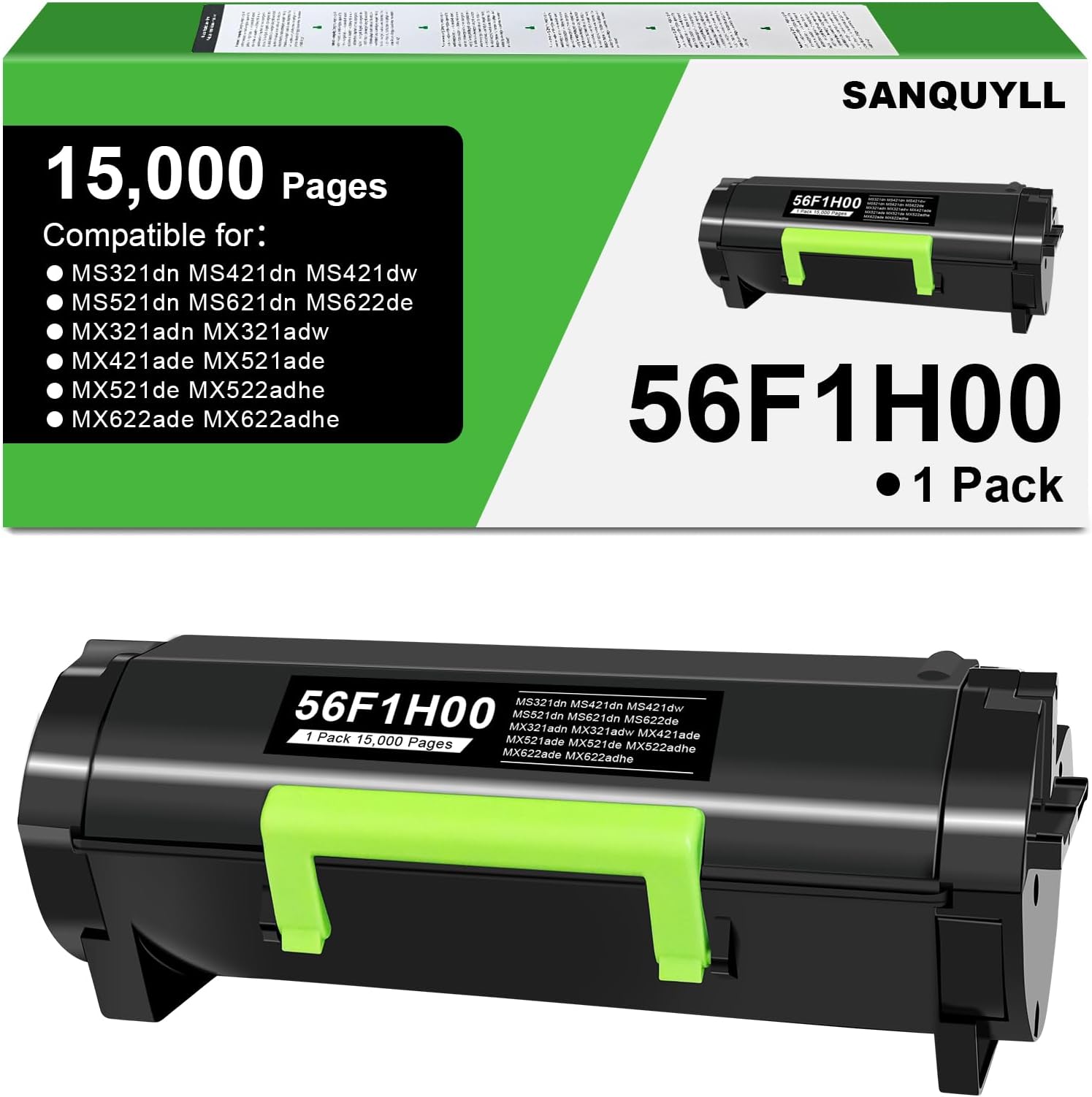 Amazon.com: 56F1H00 High Yield Toner Cartridge Compatible for Lexmark ...