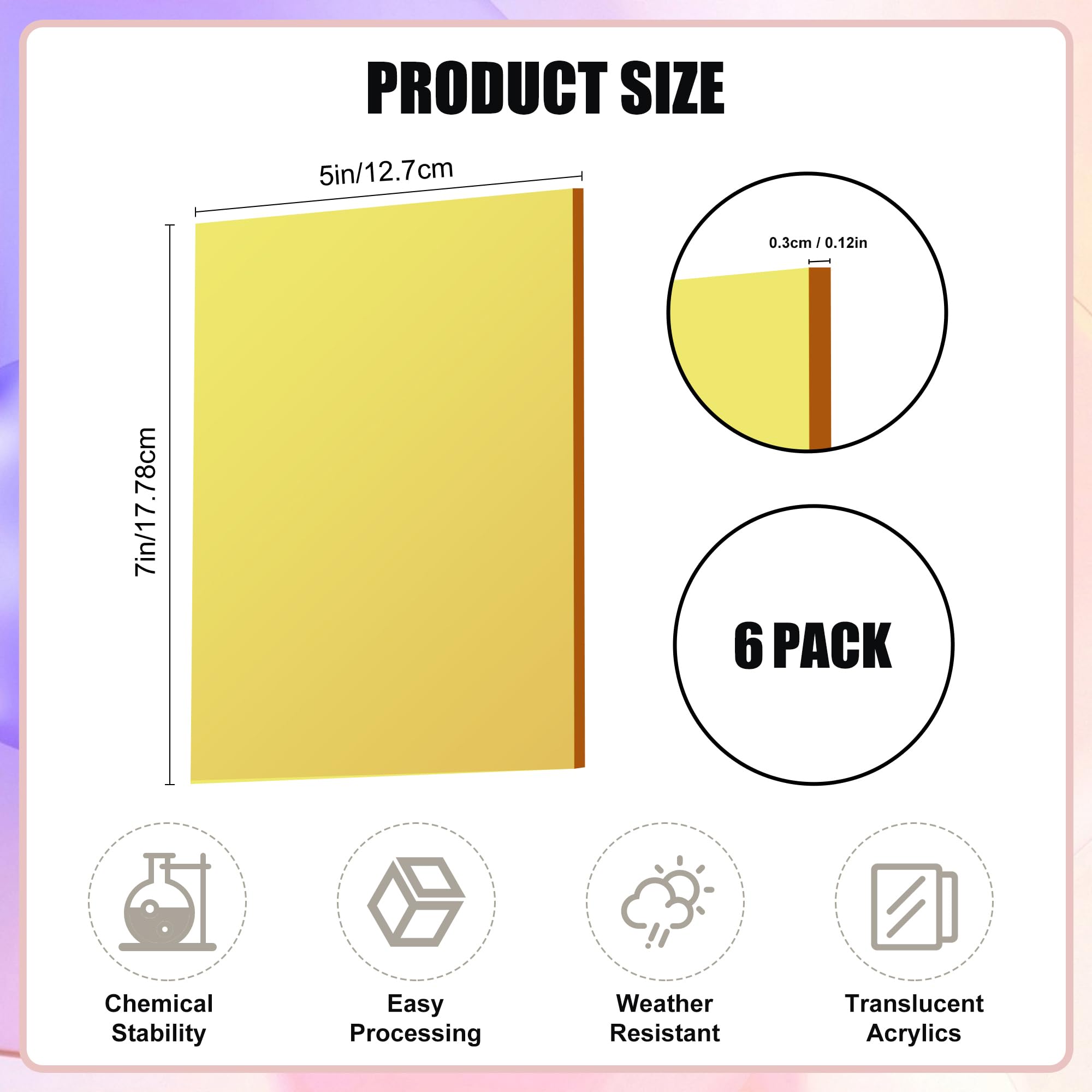 Snapklik.com : Lesnlok Yellow Acrylic Sheets 1/8 Inch Thick 3mm 6 Pack ...
