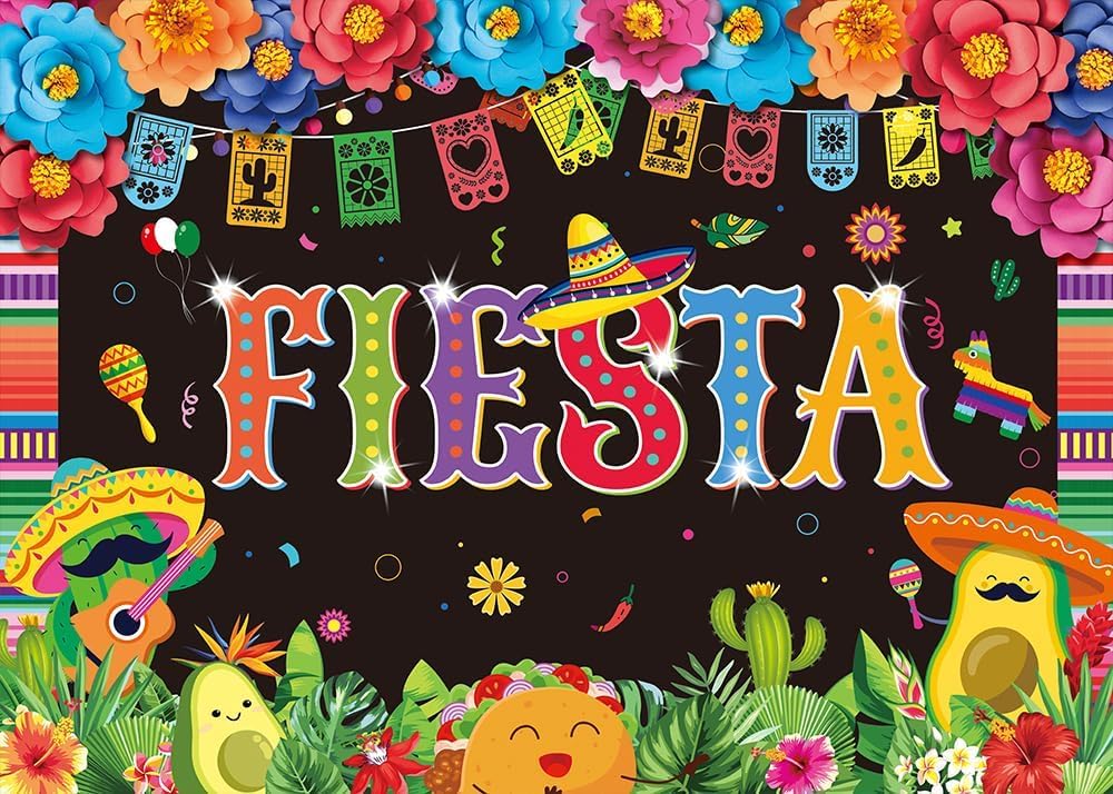 Amazon.com : Mexican Fiesta Backdrop Mexican Party Decorations 10x8FT ...