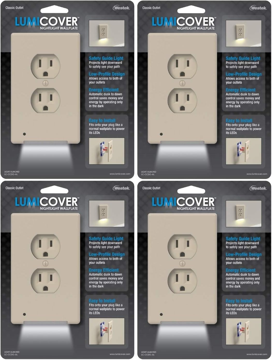 LumiCover Night Light Wall Plate-LED Guidelight Outlet Cover-Wallplate ...
