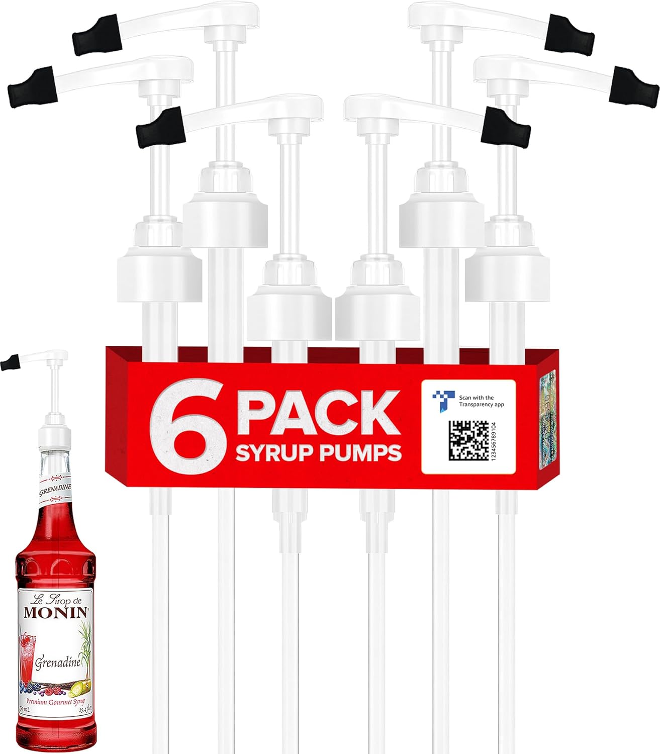 Amazon.com: 6-Pack White Syrup Pumps with Rubber Tip Covers – Fits ...