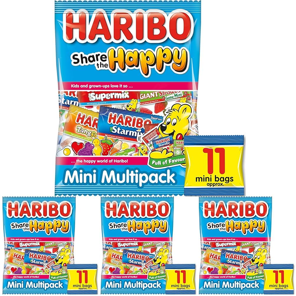 HARIBO Share The Happy Multipack Sweets Bag Black, 176g (Pack of 4 ...
