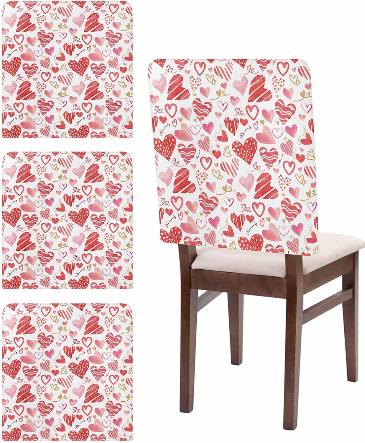 Amazon.com: Chair Covers Set of 4 Red Love Chair Slipcover Protector ...