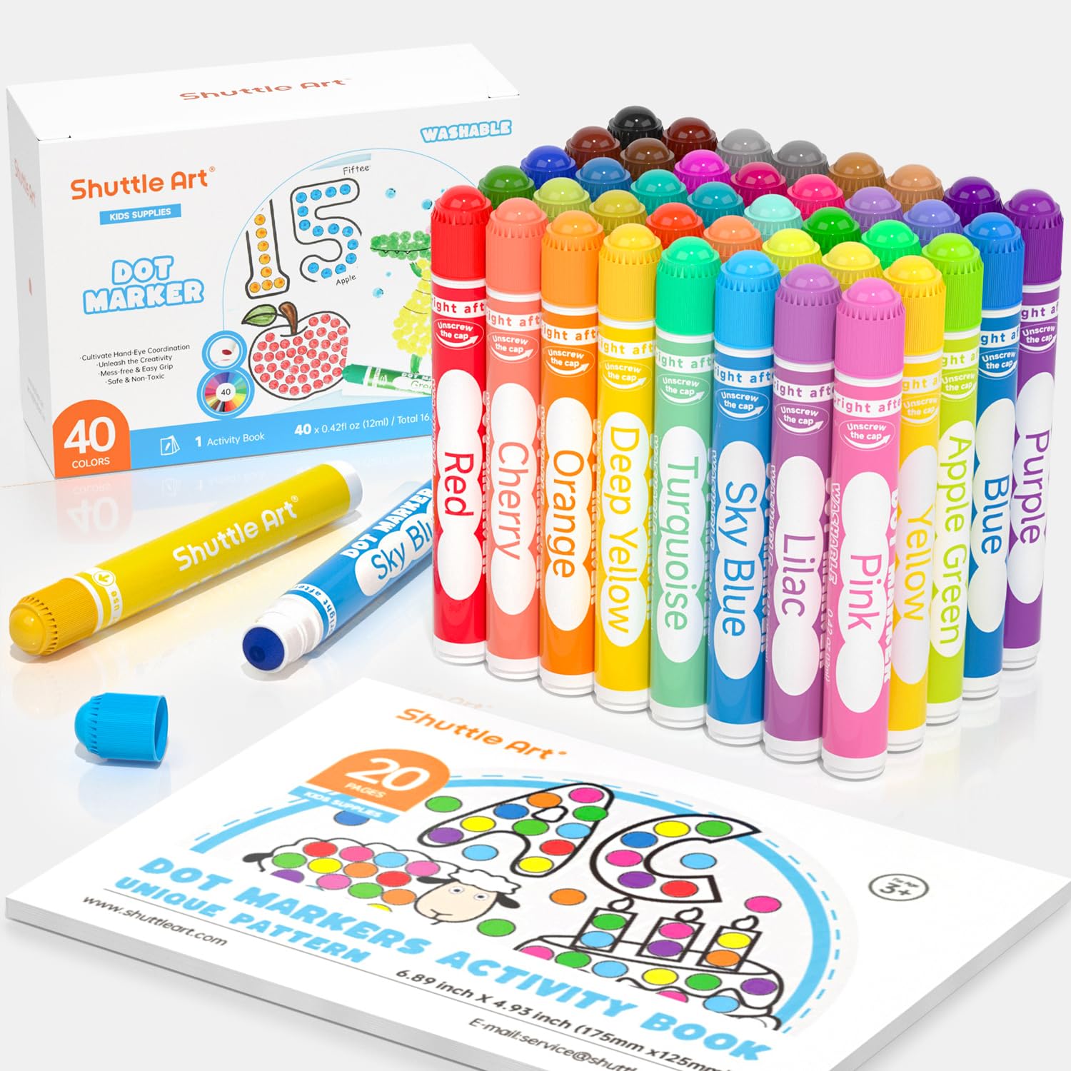 Snapklik.com : Shuttle Art Dot Markers, 40 Colors Washable For Toddlers