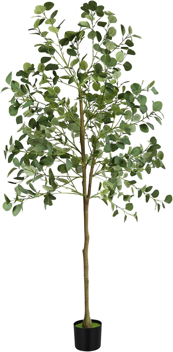 Amazon.com: melos Artificial Eucalyptus Tree, 6FT Tall Modern Large Fake Plant Decor, Faux ...
