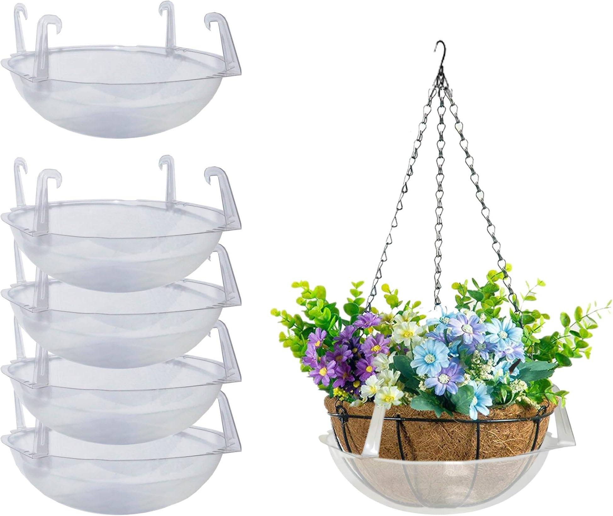 Amazon.com : Curtis Wagner 12" Clear Hanging Basket Drip Pan Saucer (10 ...