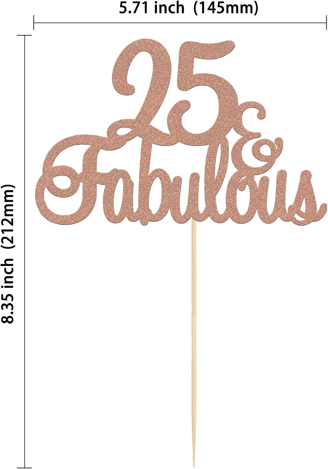 Buy Gyufise 1Pc 25 & Fabulous Cake Topper Glitter Twenty Five and ...