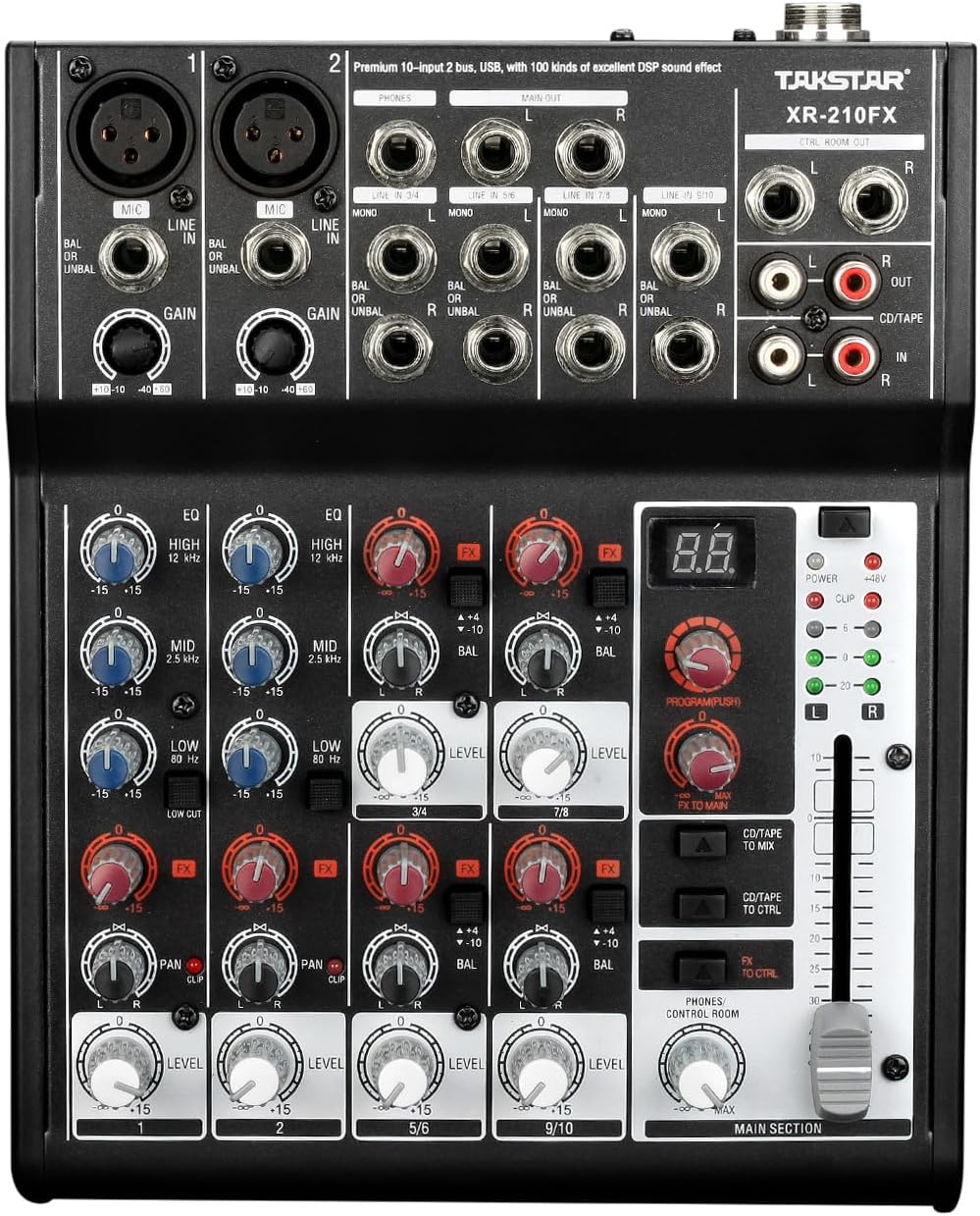 Amazon.com: TAKSTAR 10 Channels Mixing Console with Preamplifier, 48V ...