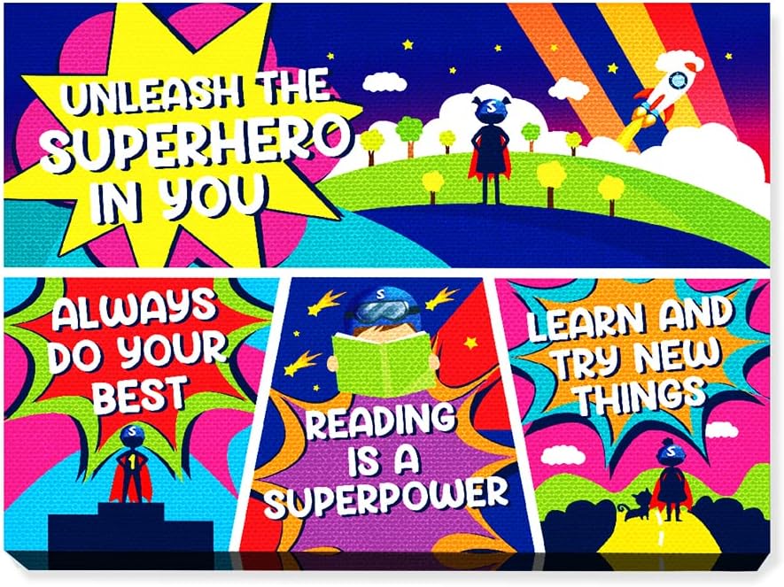 Amazon.com: OTINGQD Kids Inspirational Wall Art Canvas,Nursery Reading ...