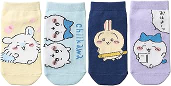 Amazon.co.jp: Okamoto Chiikawa Character Socks, Set of 4, Kids, Women's ...