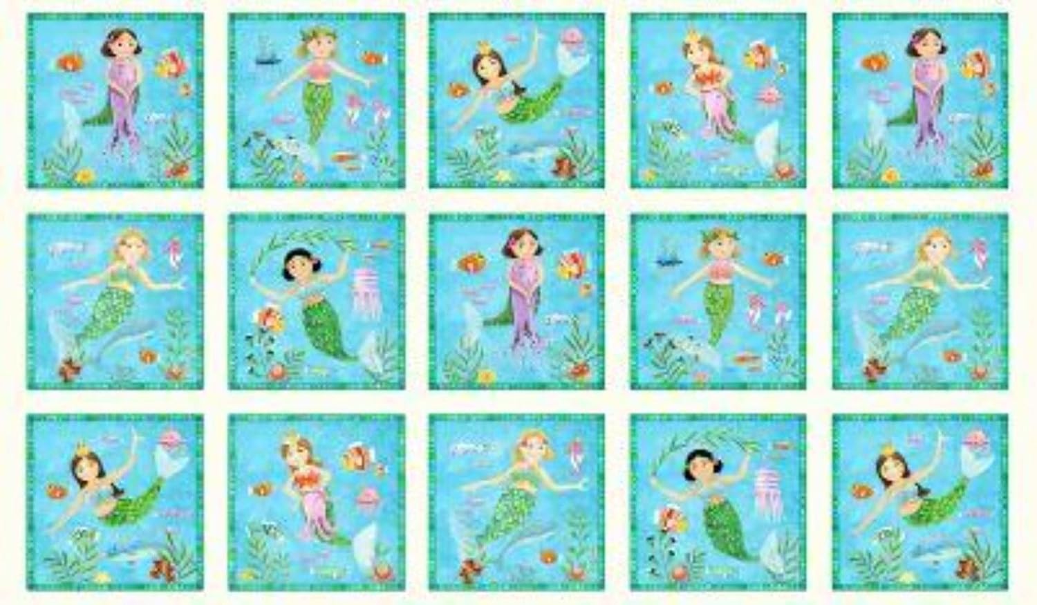 Amazon.com: Mermaid Block 24" Panel Cotton Fabric : Arts, Crafts & Sewing